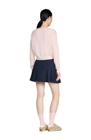Sandro Cropped Cashmere Wool Cardigan