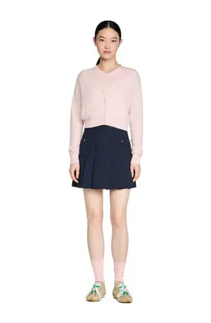 Sandro Cropped Cashmere Wool Cardigan