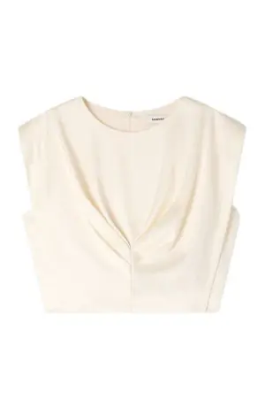 Sandro Pleated Satin Crop Top