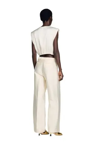 Sandro Pleated Satin Crop Top