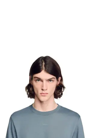 Sandro Logo Fleece Sweatshirt - Grey/blu