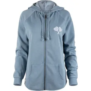 LOVE ALL TENNIS Lightweight Full Zip Hoodie - Misty Blue