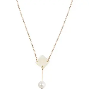 LIKHA Mother-of-pearl, Diamond, And Pearl Drop Pendant Necklace - White