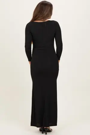 PINKBLUSH Square Neck Long Sleeve Maxi Dress - Black