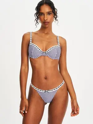MISS CIRCLE NEW YORK Genevia Gingham Lace Bikini Bottom