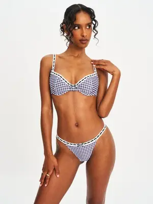 MISS CIRCLE NEW YORK Genevia Gingham Lace Bikini Bottom