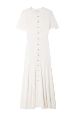 Sandro Knit Button-up Maxi Dress - Ecru