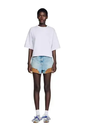 Sandro Embroidered Logo Cotton T-shirt - Grey