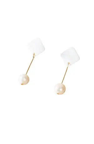 LIKHA Mother-of-pearl Diamond & Pearl Drop Earrings - White