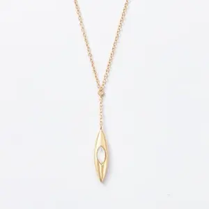 SARA PATINO Iris Double Sided Floating Pendant Necklace - Gold