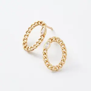 SARA PATINO Cassia Curb Chain Stud Earrings - Gold