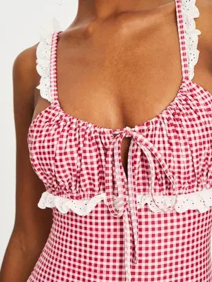 MISS CIRCLE Gingham One-piece Swimsuit With Lace Details