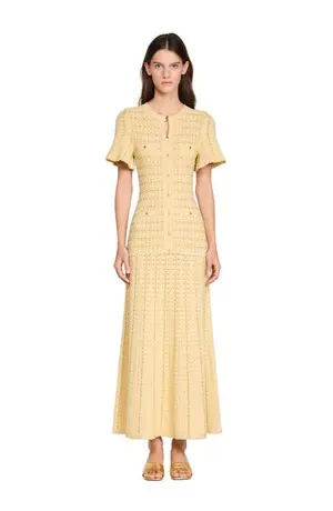 Sandro Rhinestone-embellished Knit Maxi Dress - Gold