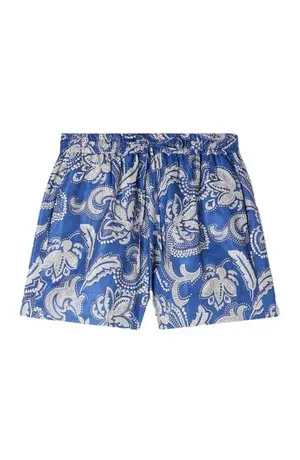 Sandro Floral Print Hot Pants - Blue/ecru