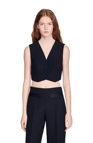 Sandro Jacket-style Crop Top