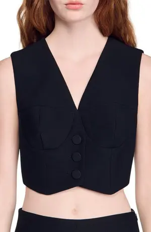 Sandro Jacket-style Crop Top