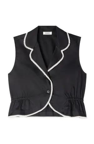Sandro Beaded Collar Sleeveless Top