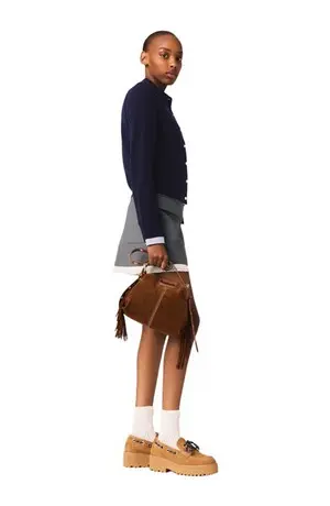 Maje A-line Wool Blend Skirt With Pleated Ruffle