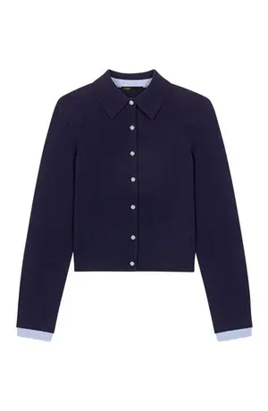 Maje Polo Cardigan With Removable Trims