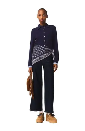 Maje Polo Cardigan With Removable Trims
