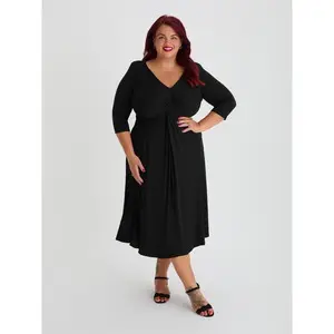 SCARLETT & JO Peach Touch Knot Front Dress - Black