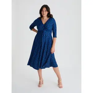 SCARLETT & JO Peach Touch Knot Front Dress - Blue Feather