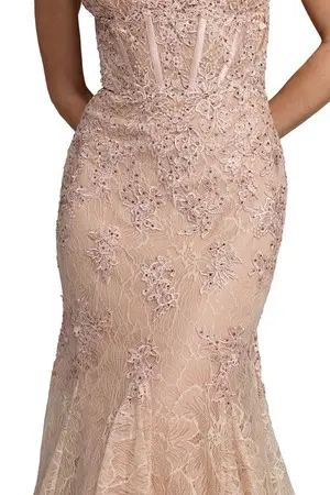 Mac Duggal Embellished Sweetheart Cap Sleeve Trumpet Gown