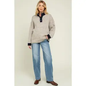 PINKBLUSH Medium Wash Baggy Straight Leg Maternity Jeans