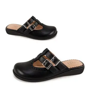 Hot Chocolate Design Mary Jane Clogs With Double Buckle Straps And Perforated Detailing
