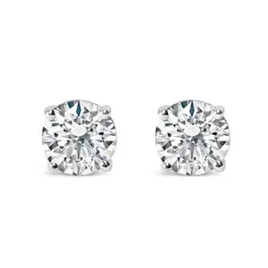 HAUS OF BRILLIANCE Platinum 3.00 Cttw Round Lab Grown Diamond Stud Earrings - White