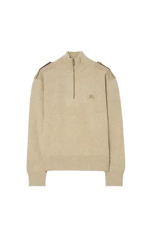Burberry Wool Cashmere Half-zip Sweater - Hamper Beige