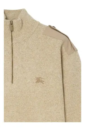 Burberry Wool Cashmere Half-zip Sweater - Hamper Beige