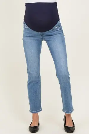 PINKBLUSH Ankle Slim Straight Leg Maternity Jeans - Blue