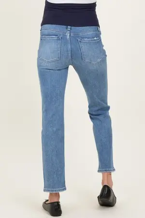 PINKBLUSH Ankle Slim Straight Leg Maternity Jeans - Blue