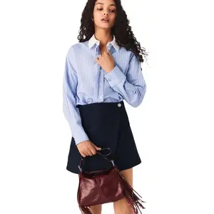 Maje 2-in-1 Striped Shirt And Wrap Skirt Dress - Blue Sky