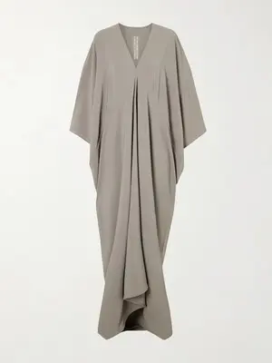 Rick Owens Tommykite Draped Crepe Maxi Dress - Gray