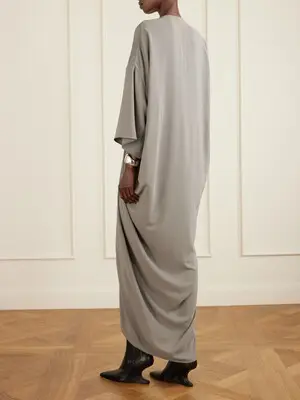 Rick Owens Tommykite Draped Crepe Maxi Dress - Gray