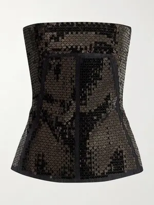 Rick Owens Sequined Denim Strapless Top
