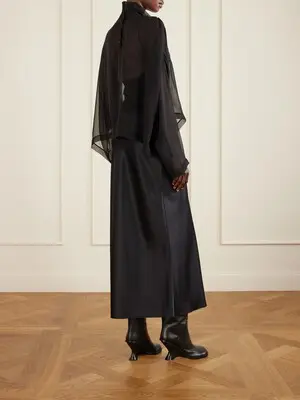 Rick Owens Jumbo Tabard Silk-chiffon Turtleneck Blouse