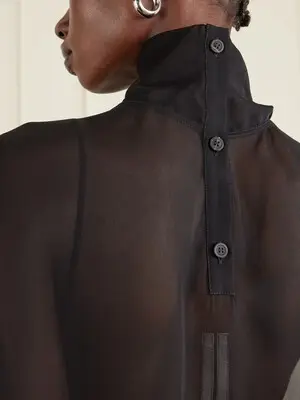 Rick Owens Jumbo Tabard Silk-chiffon Turtleneck Blouse