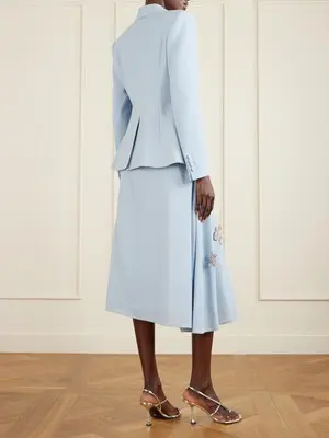 Erdem Embellished Wool-crepe Blazer - Blue