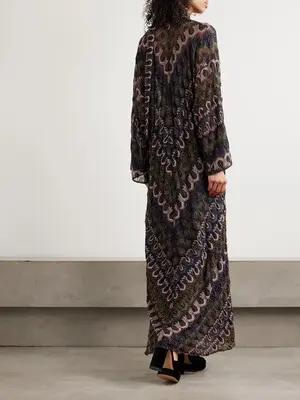 Missoni Tie-detailed Striped Metallic Crochet-knit Dress