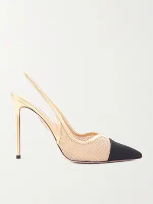 Pink Gold Pointed Toe Pumps