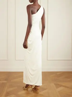 Versace One-shoulder Embellished Jersey Maxi Dress - Neutrals
