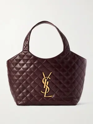 Saint Laurent Icare Medium Quilted Leather Tote - Purple