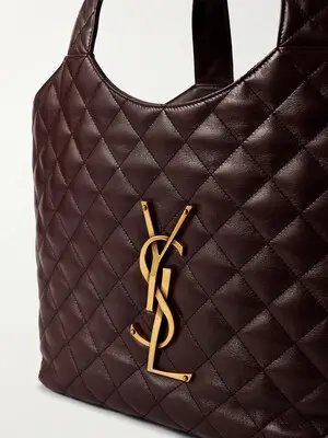 Saint Laurent Icare Medium Quilted Leather Tote - Purple