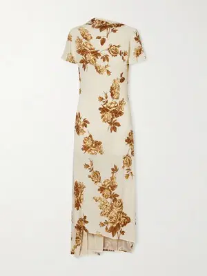 Magda Butrym Floral-print Stretch-jersey Midi Dress - Neutrals