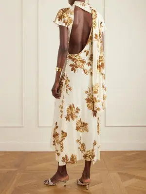 Magda Butrym Floral-print Stretch-jersey Midi Dress - Neutrals
