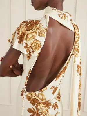 Magda Butrym Floral-print Stretch-jersey Midi Dress - Neutrals