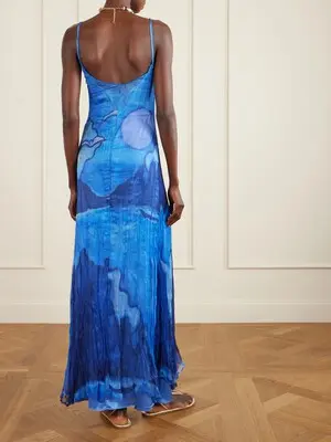 DONDE ESTEBAN Es Vedra Printed Crinkled Silk-chiffon Maxi Dress